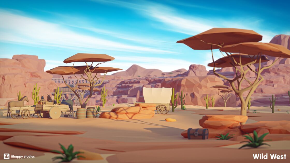 Wild West Low Poly 3D Asset Pack | Premium Unity Assets