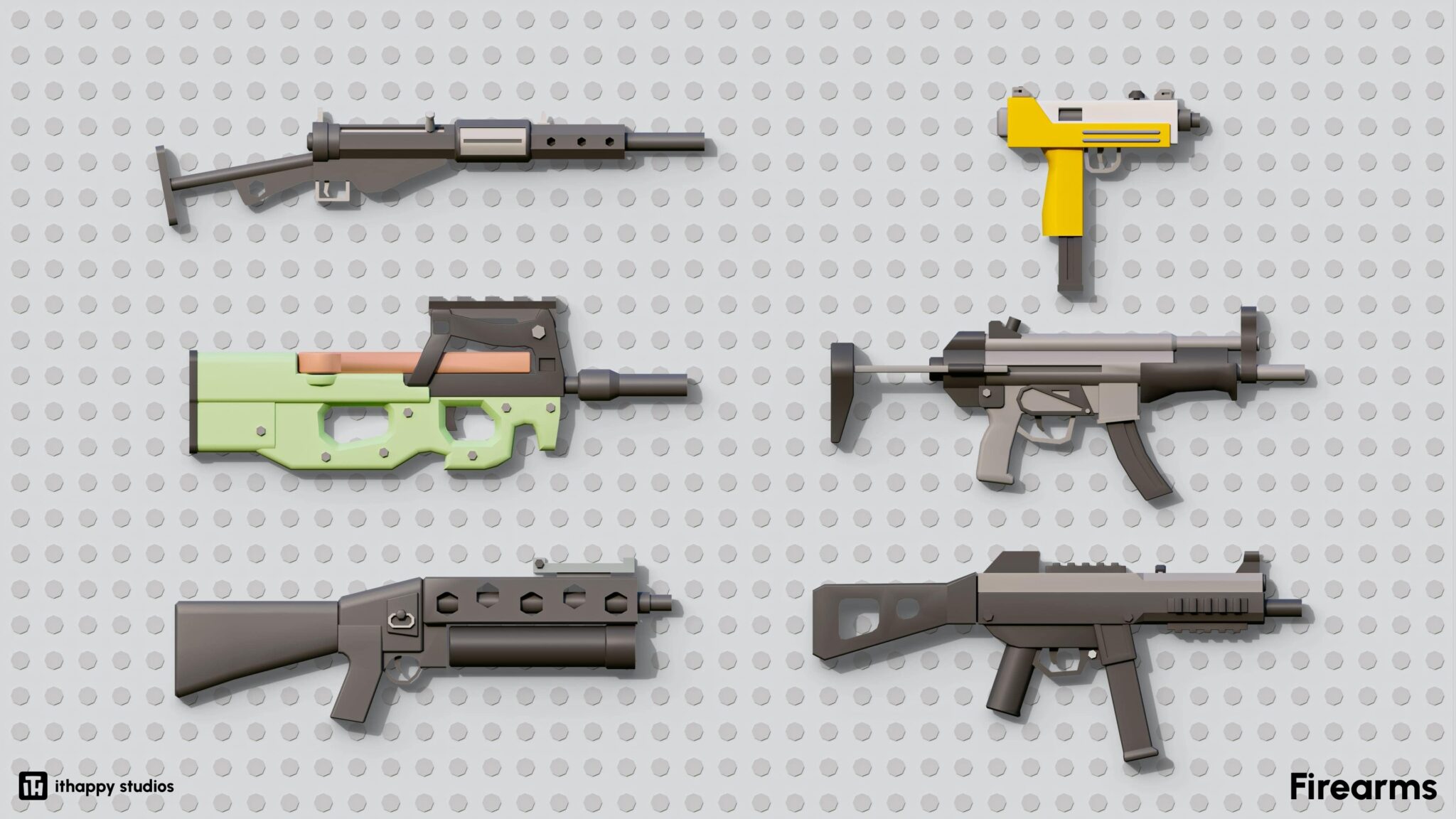 Weapon 3D Models Pack - 3D Low-Poly Firearms for Games