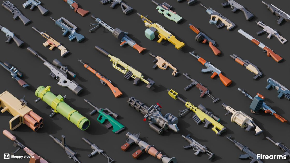 Weapon 3D Models Pack - 3D Low-Poly Firearms for Games